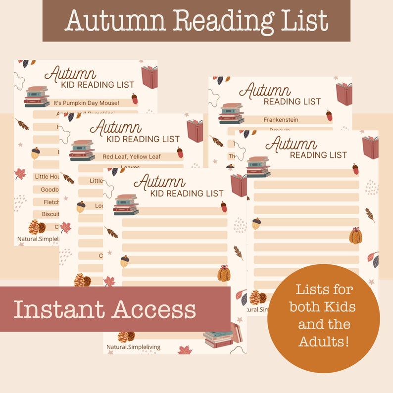 Autumn Reading List Template, Fall Reading List Printable, Fall Things ...
