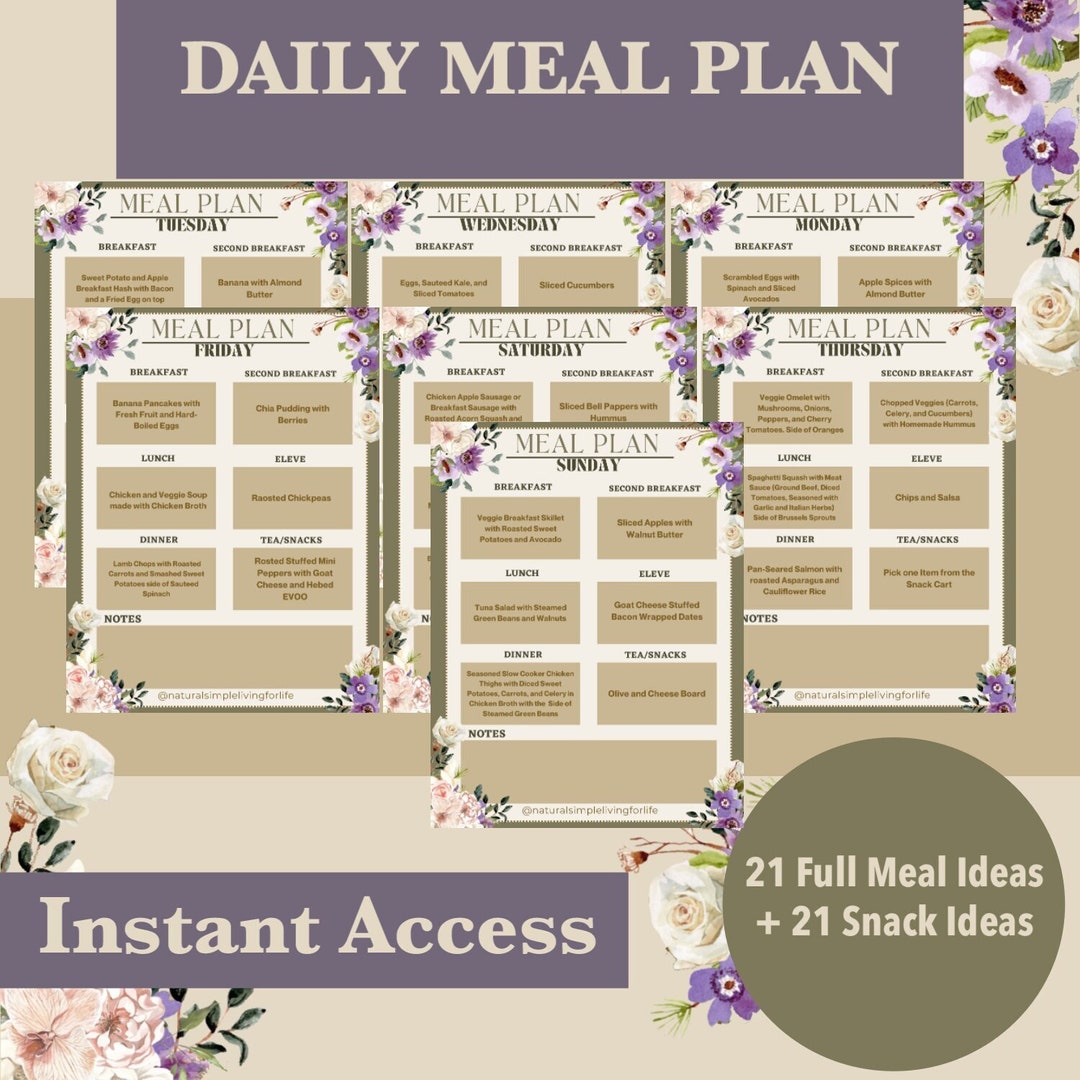 Full Week Meal Planner Printable PDF, Meal Prep, Menu Planner, Meal ...
