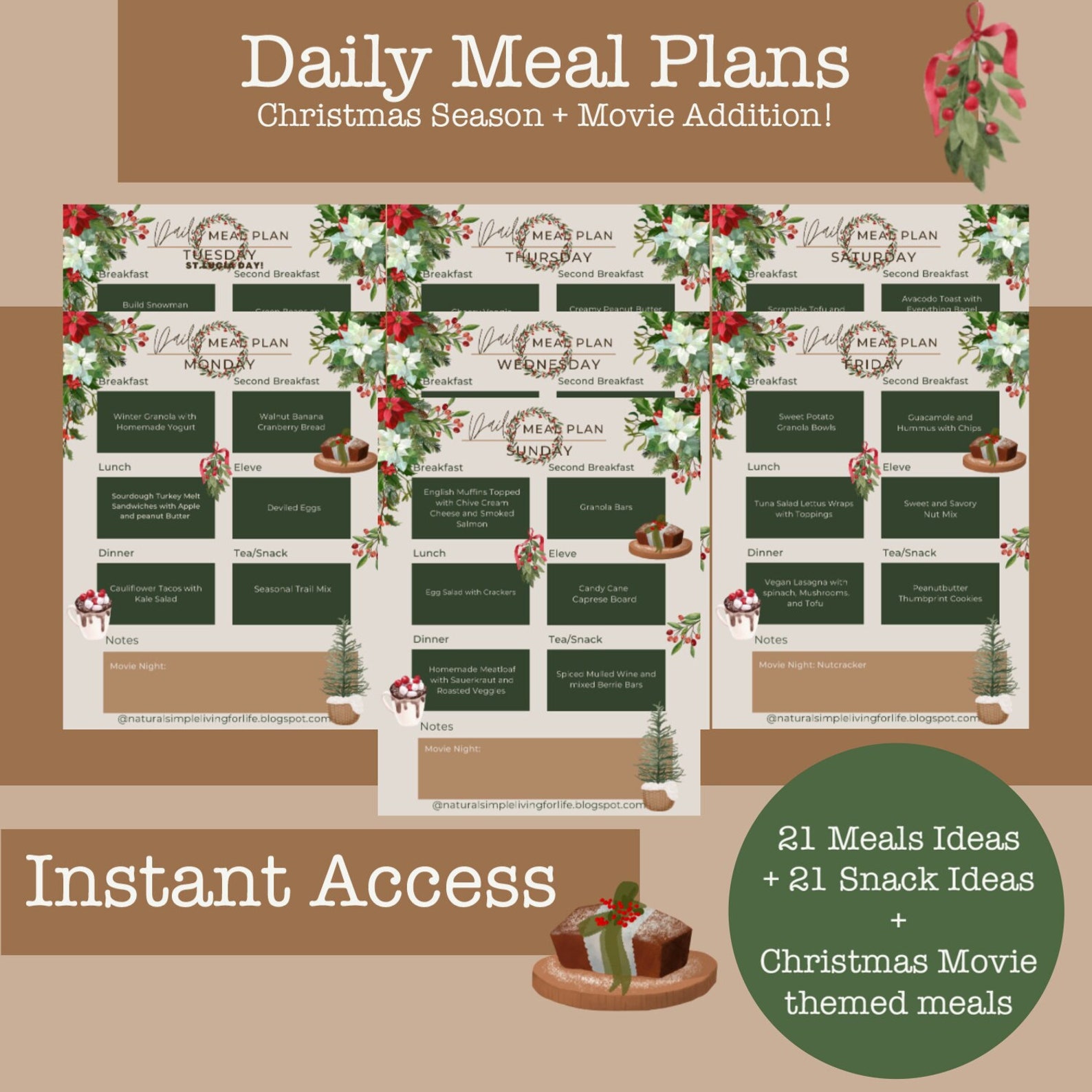 Whole Week December Menu, Christmas Menu List Template, Holiday List ...