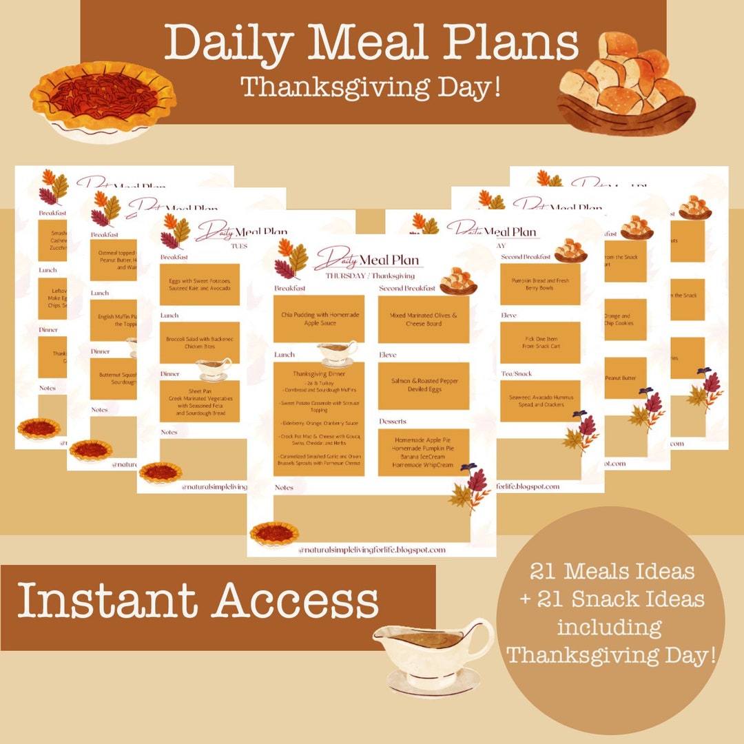 Thanksgiving Week Meal Planner 2022 Printable PDF | Meal Prep | Menu ...