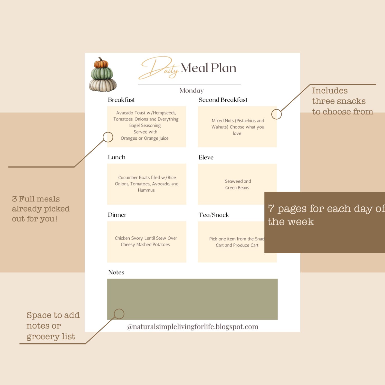 Full Week Meal Planner Printable PDF | Meal Prep | Menu Planner | Meal ...