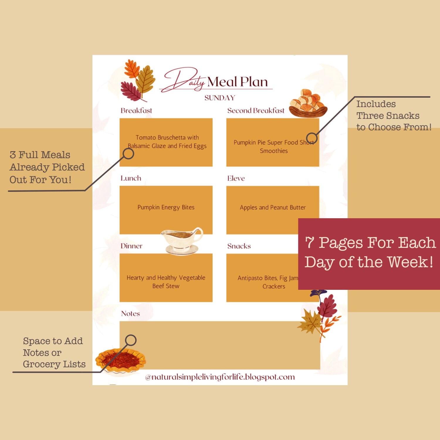 Full Week Meal Planner Printable PDF | Meal Prep | Menu Planner | Meal ...