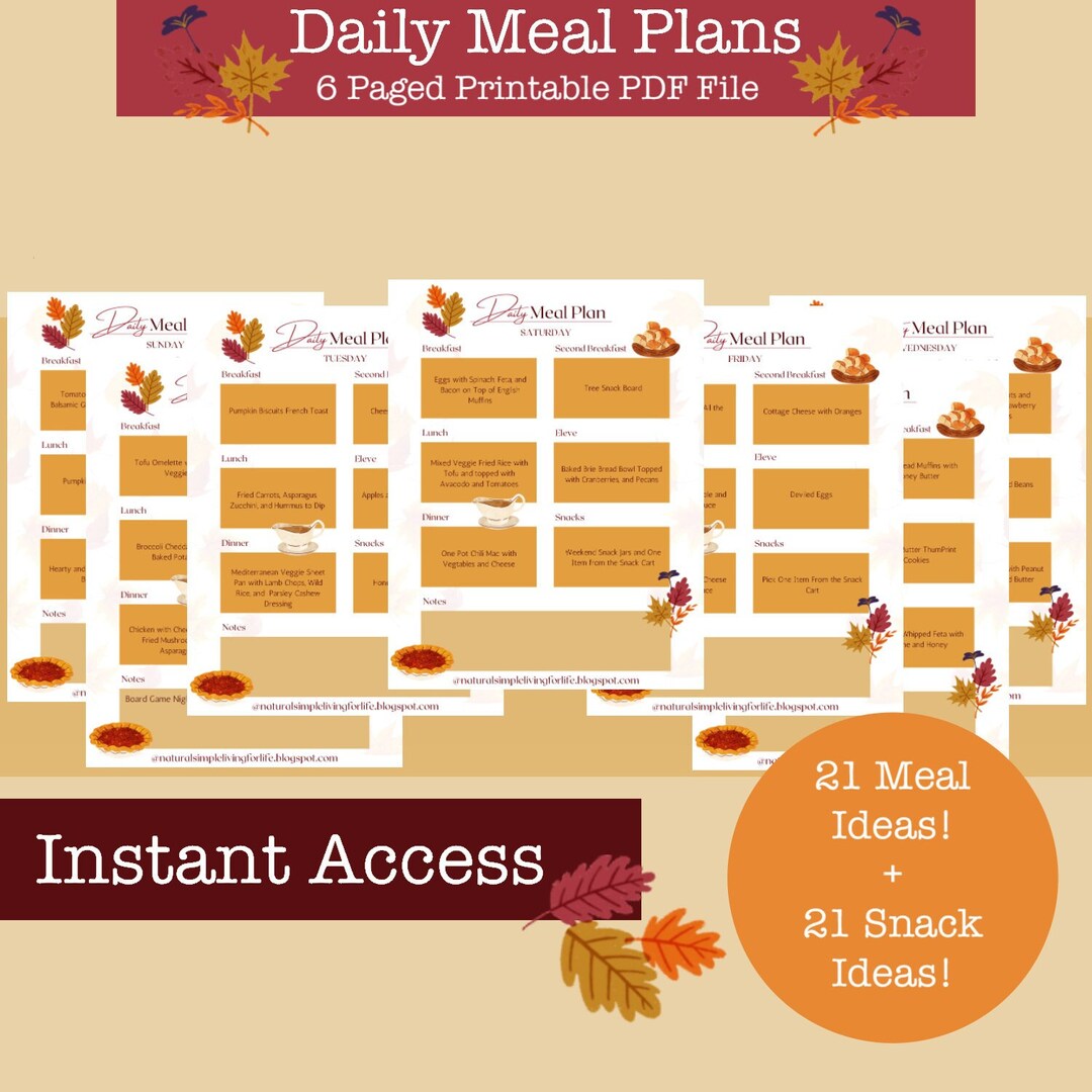 Full Week Meal Planner Printable PDF | Meal Prep | Menu Planner | Meal ...