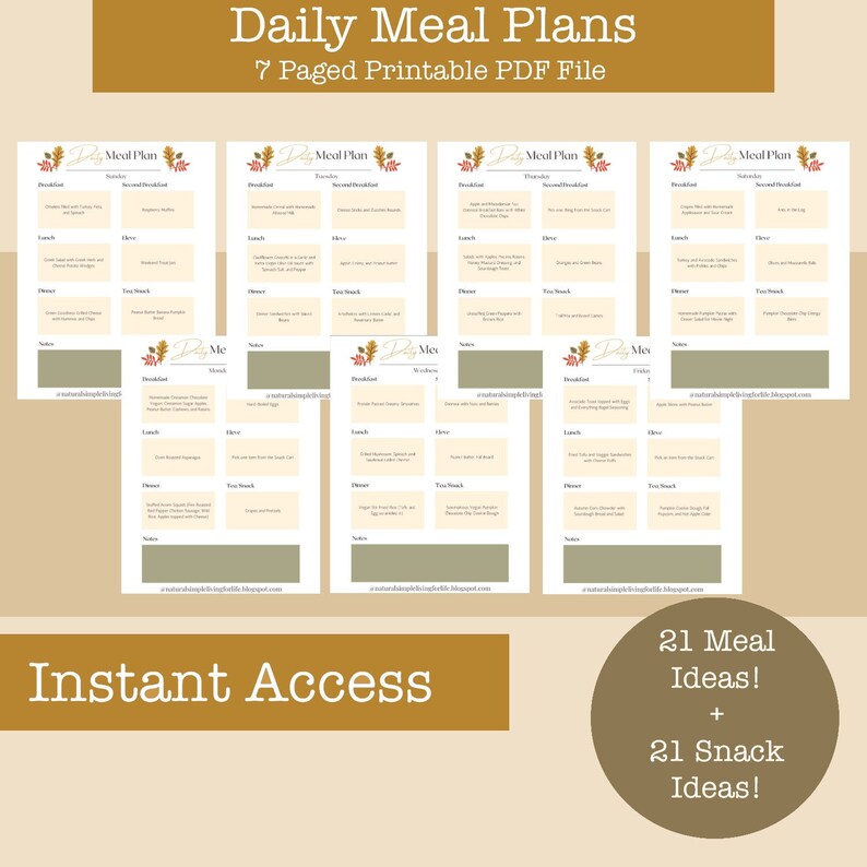 Full Week Meal Planner Printable PDF (#3) | Meal Prep | Menu Planner ...
