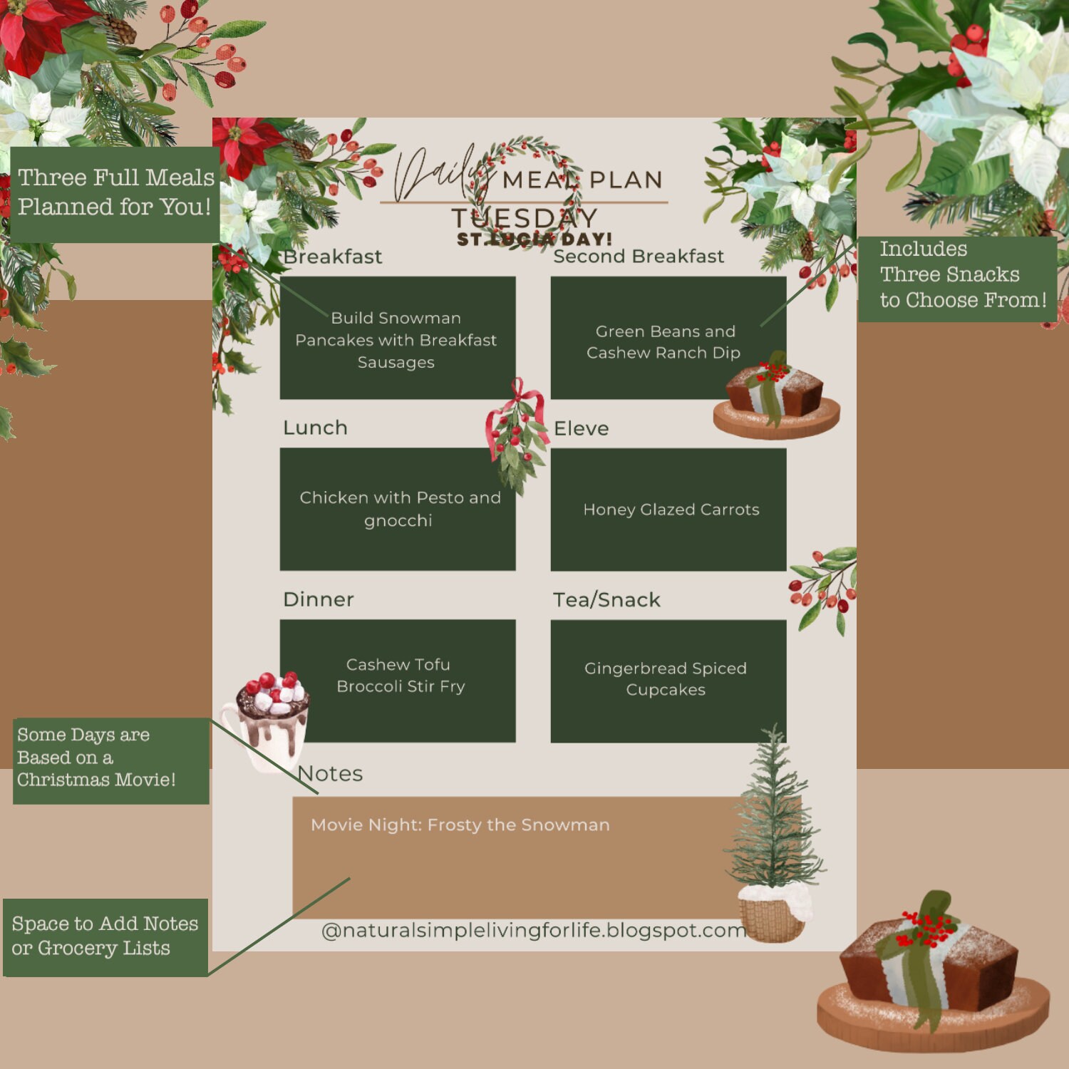 Whole Week December Menu, Christmas Menu List Template, Holiday List ...