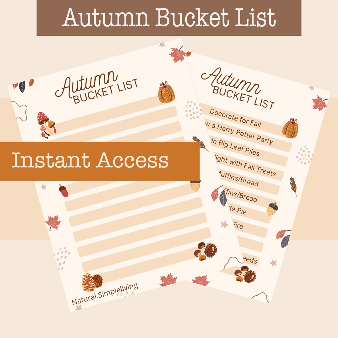 Fall Bucket List Template Fall Bucket List Printable Fall - Etsy