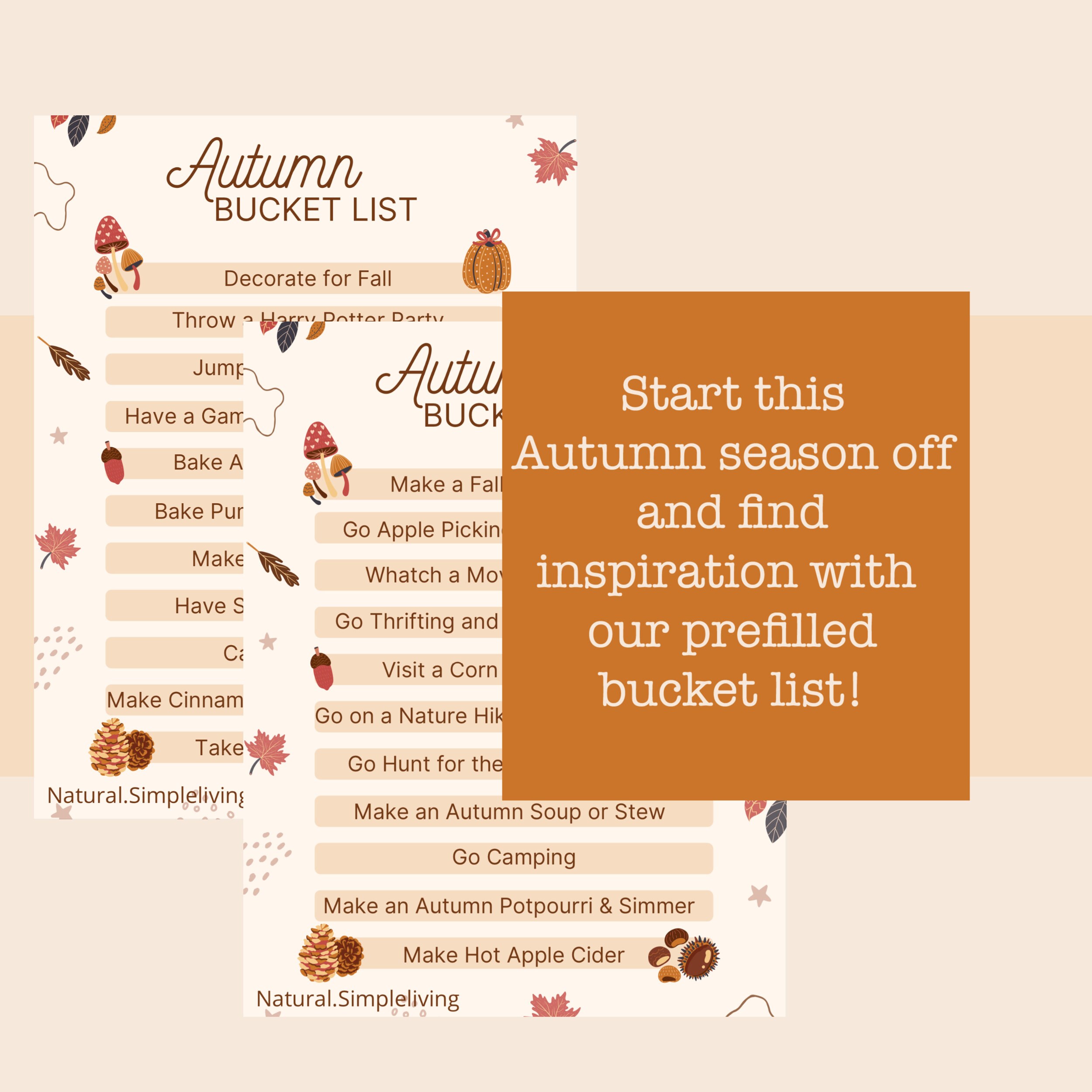 Fall Bucket List Template Fall Bucket List Printable Fall - Etsy
