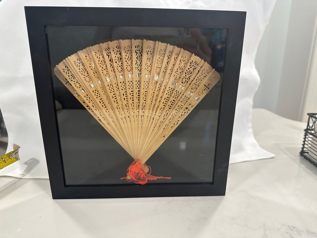 Vintage Folding Wooden Hand Fan With Cut Outs in Shadow Box - Etsy