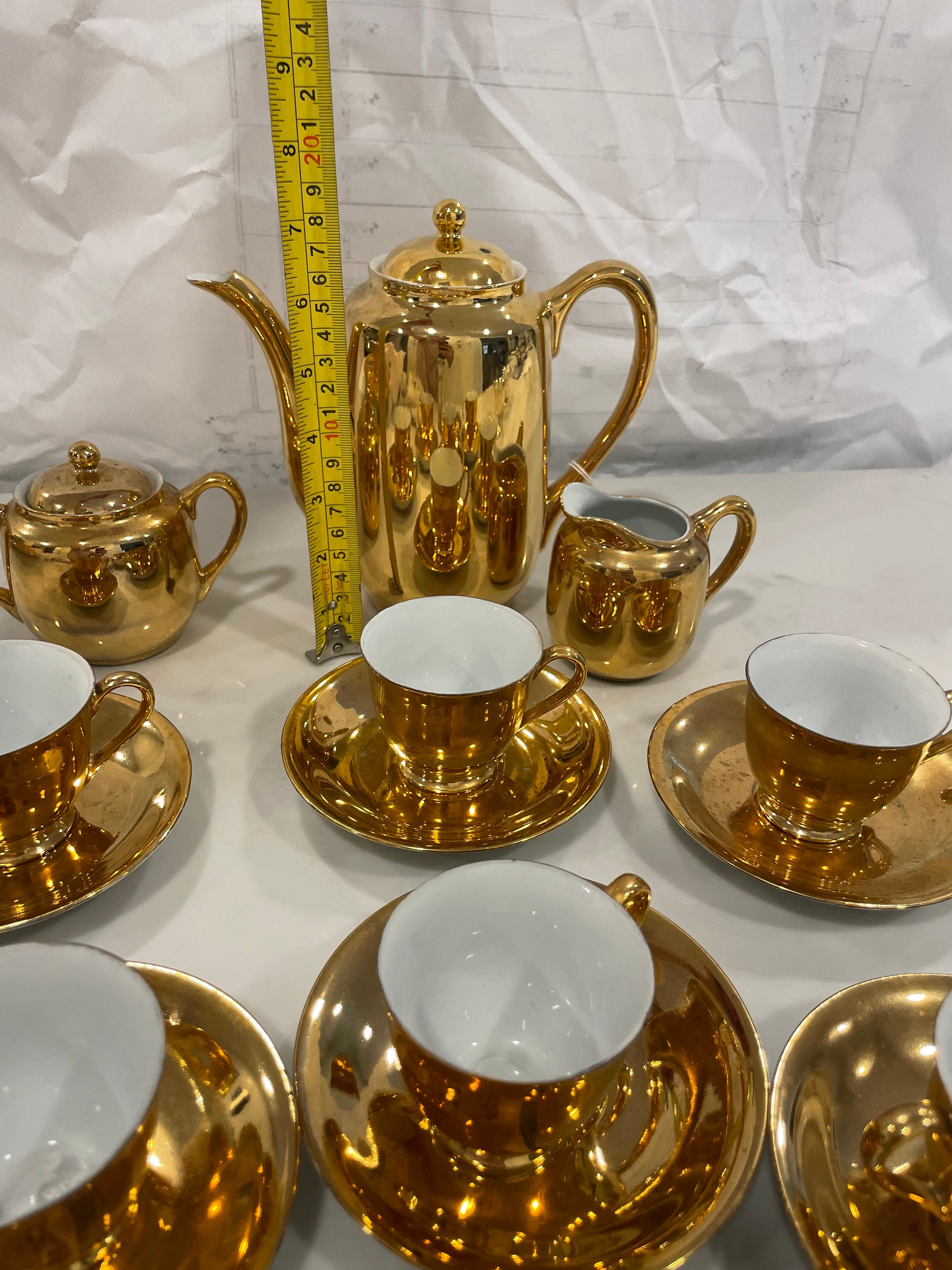 Gilded Tea Set With Geisha Face Inside Cups Rare - Etsy