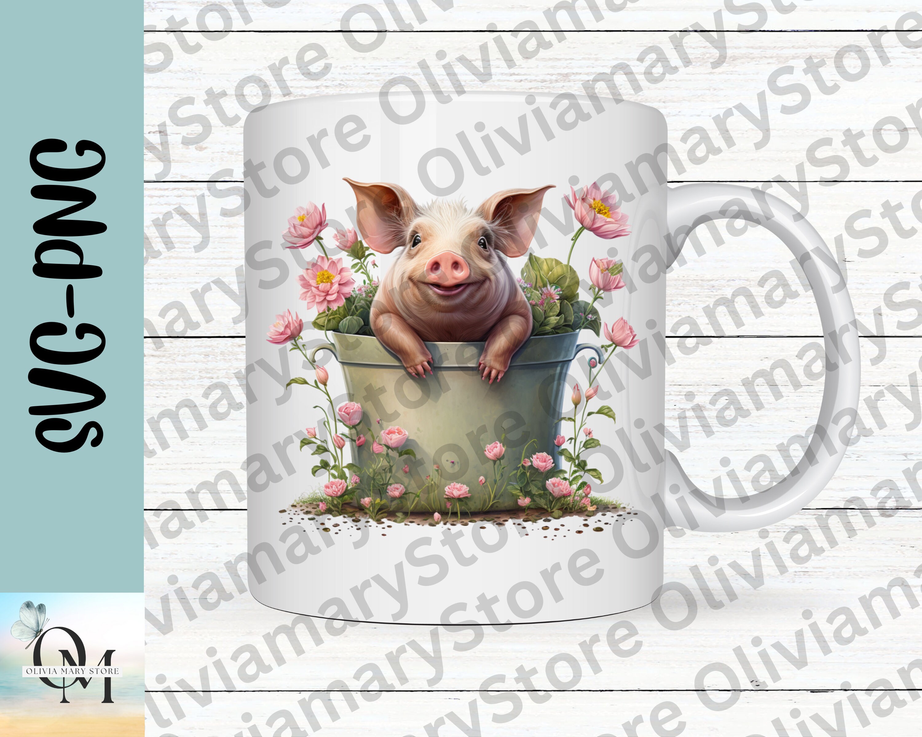 Pig Png Bloom Pig Svg Pig Sublimation Flower Pot Pig Clip - Etsy
