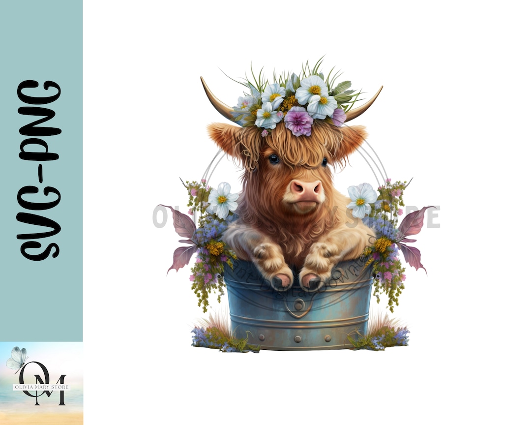 Highland Cow Png Bloom Cow Svg Sublimation Highland Cow - Etsy