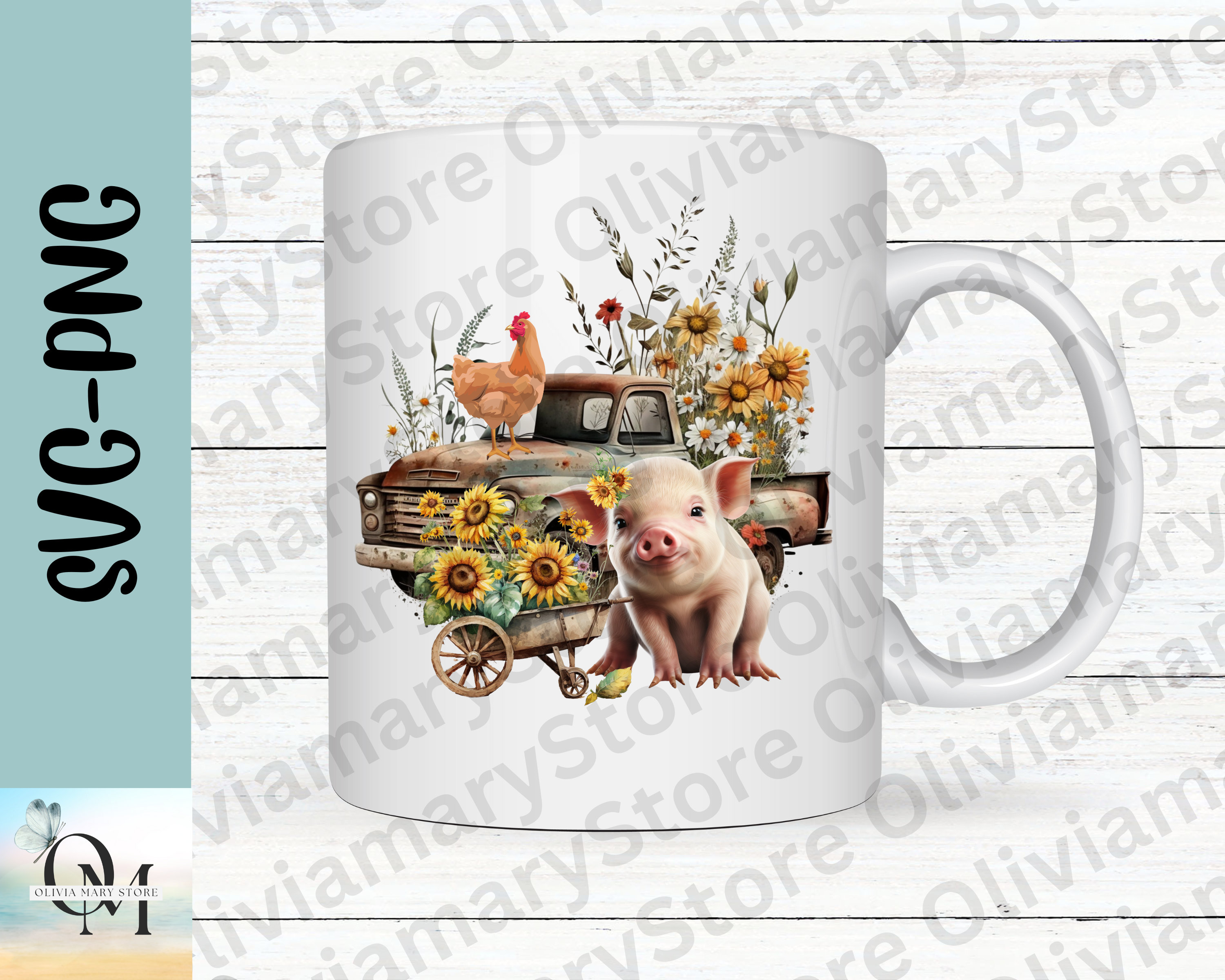 Pig Svg, Farm Animal Clipart, Pink Pig, Wheel Barrow, Sublimation, Pig ...
