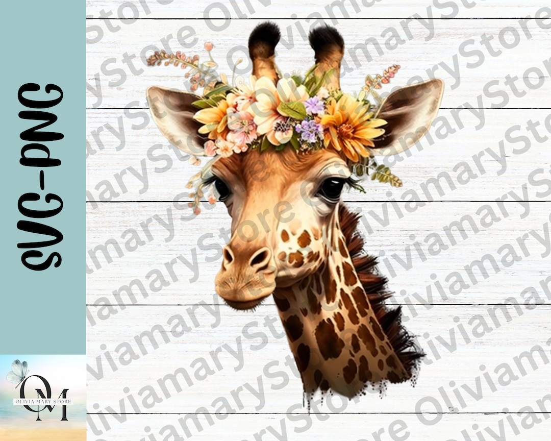 Giraffe With Flowers Png, Giraffe Png, Floral Giraffe Clipart, Giraffe ...