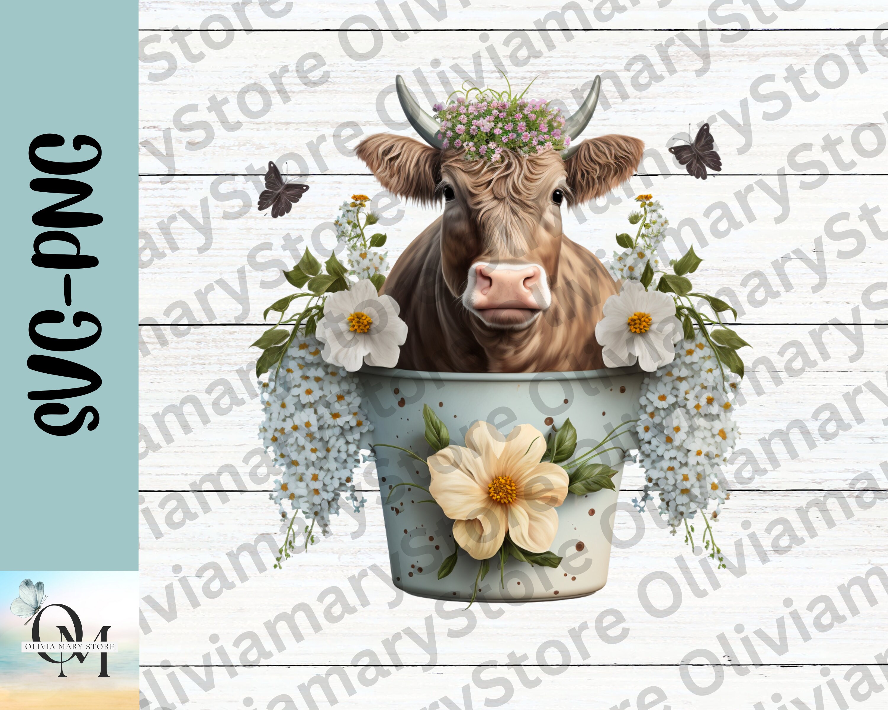 Cow With Flowers Png Bloom Cow Svg Sublimation Design Cow - Etsy
