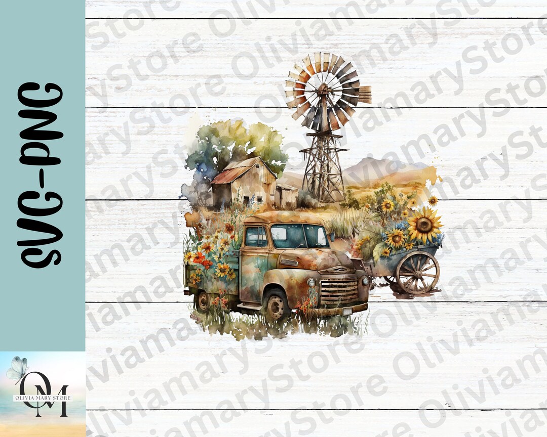 Farm With Windmill Png, Farm PNG, Farm Truck Clipart, Western Clipart ...