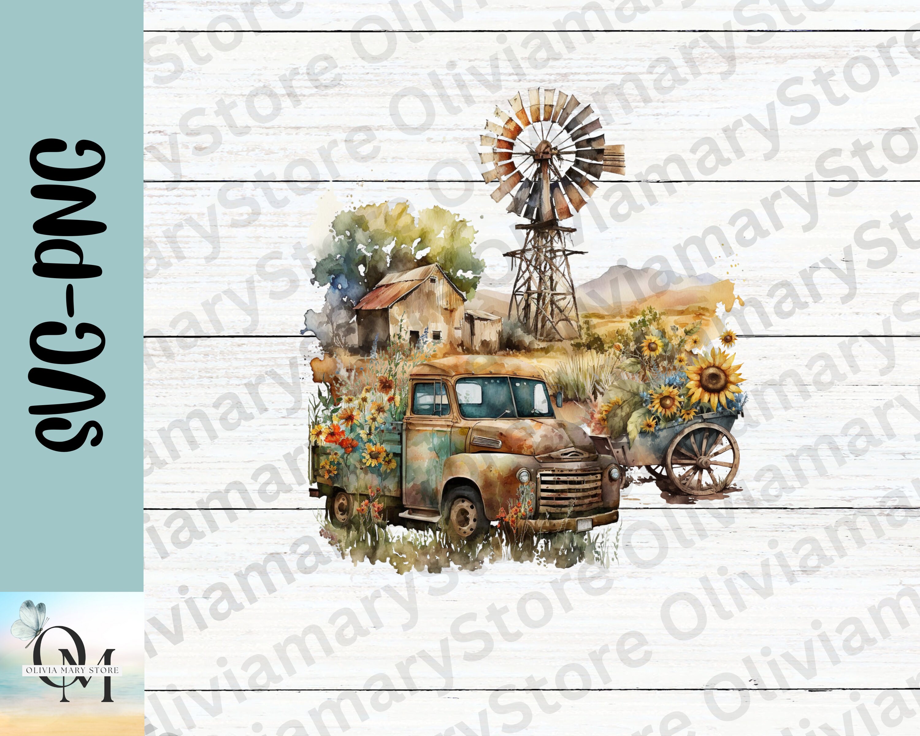 Farm With Windmill Png, Farm PNG, Farm Truck Clipart, Western Clipart ...