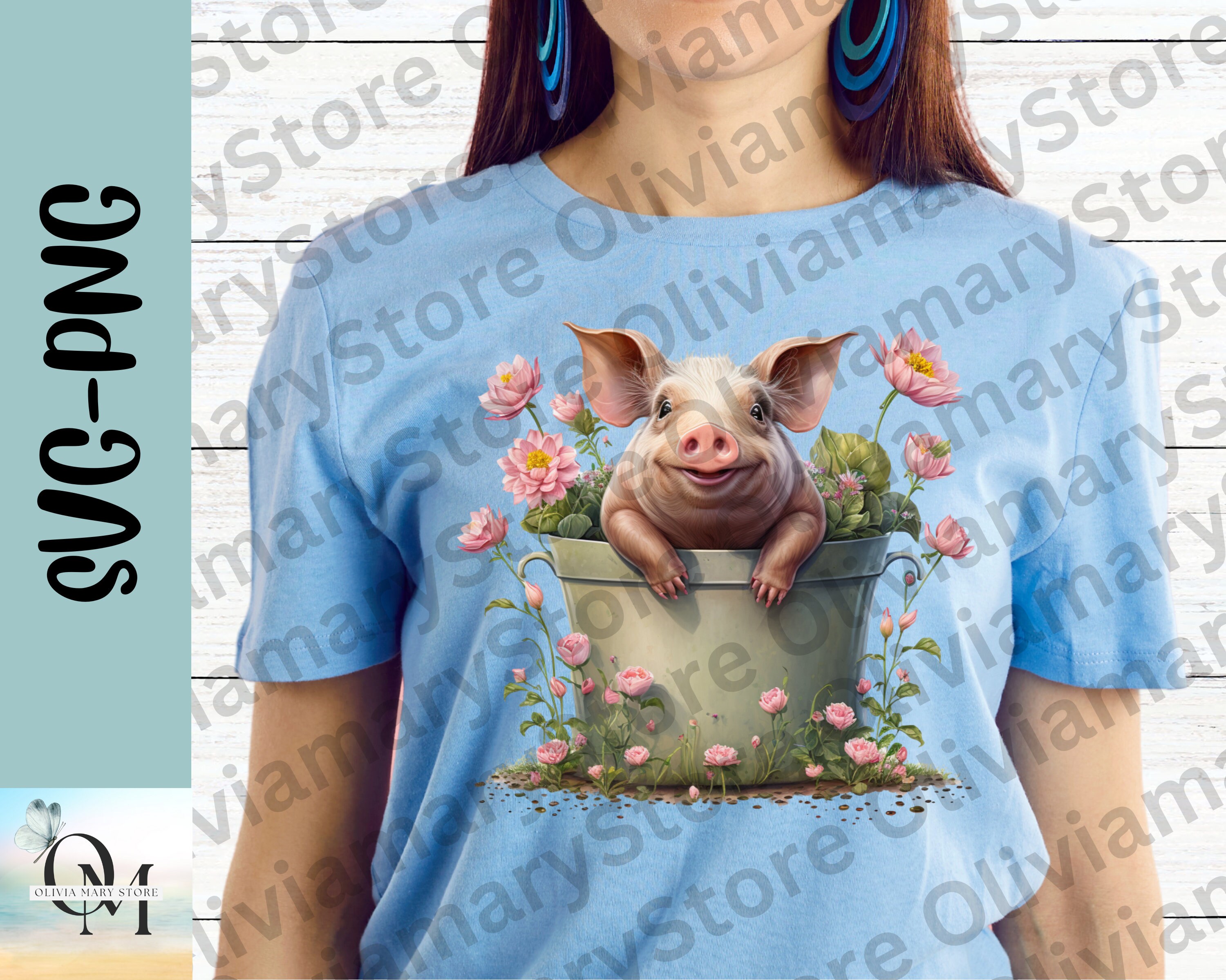 Pig Png Bloom Pig Svg Pig Sublimation Flower Pot Pig Clip - Etsy