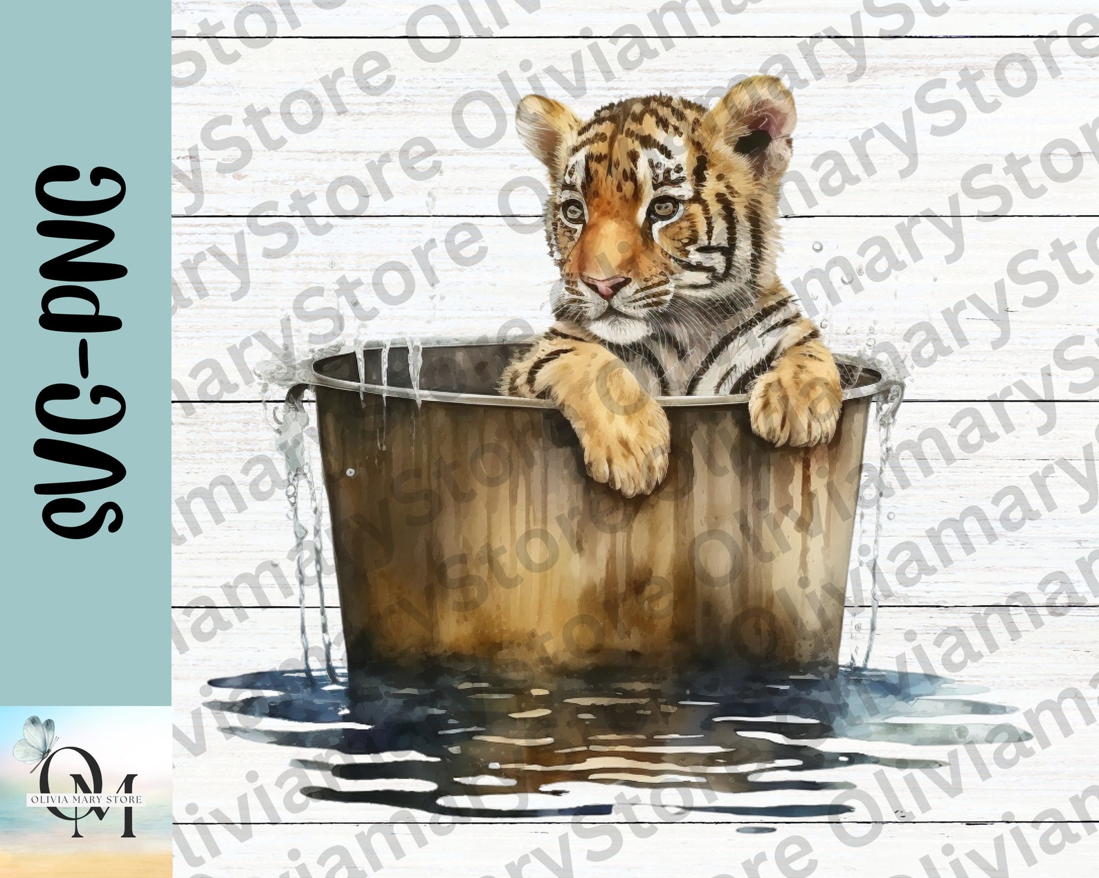 Tiger PNG Watercolor Clipart Tiger in Bucket Cute Tiger - Etsy