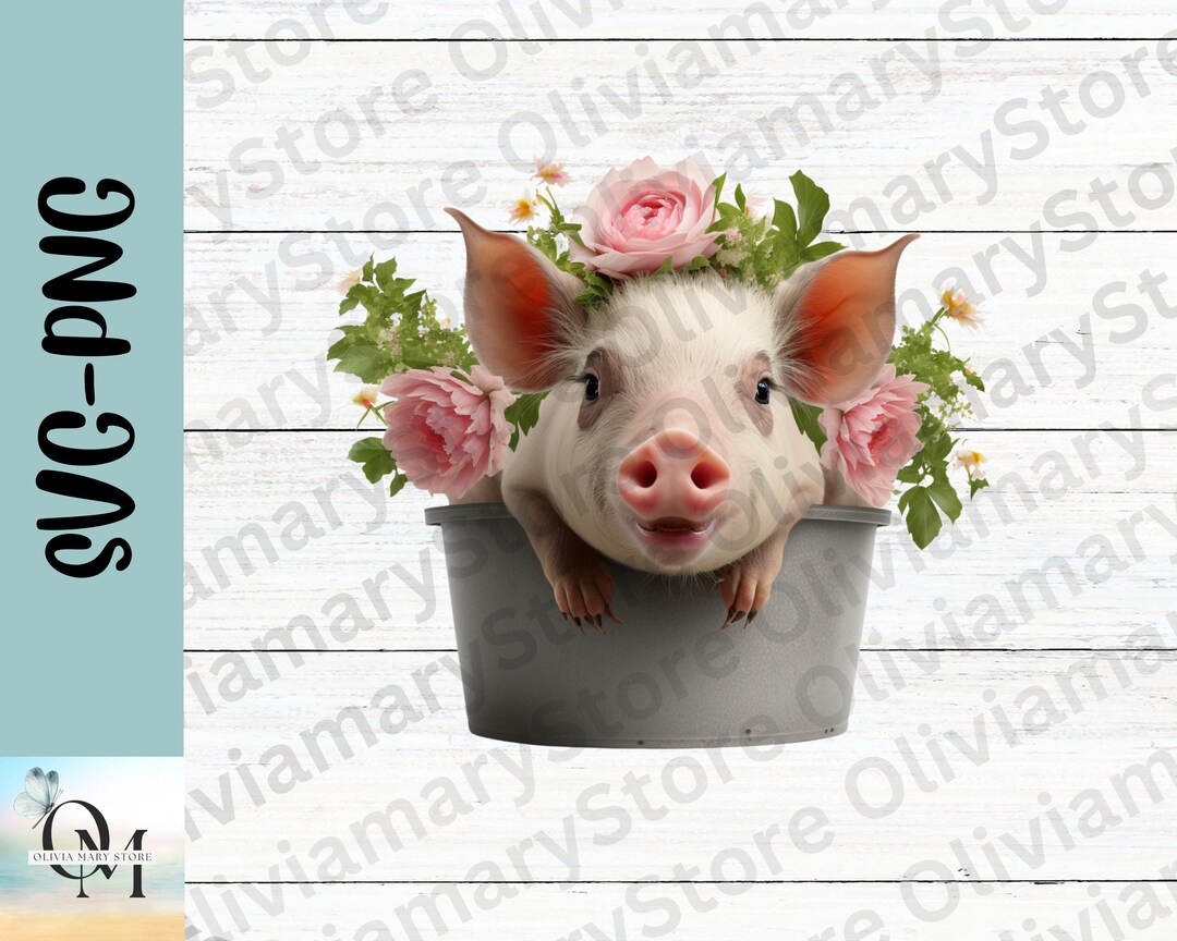 Pig PNG Cute Pig SVG Pig in Bucket Bloom Pig Watercolour - Etsy