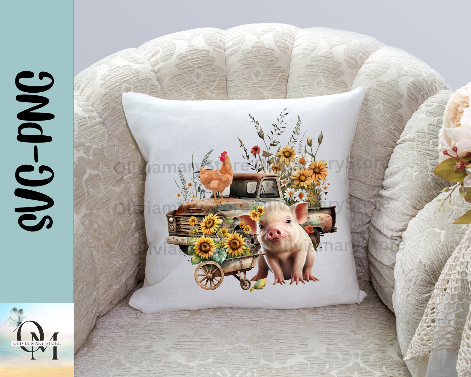 Pig Svg, Farm Animal Clipart, Pink Pig, Wheel Barrow, Sublimation, Pig ...