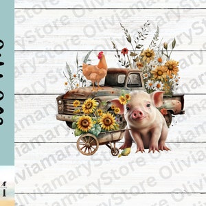Pig Svg, Farm Animal Clipart, Pink Pig, Wheel Barrow, Sublimation, Pig ...