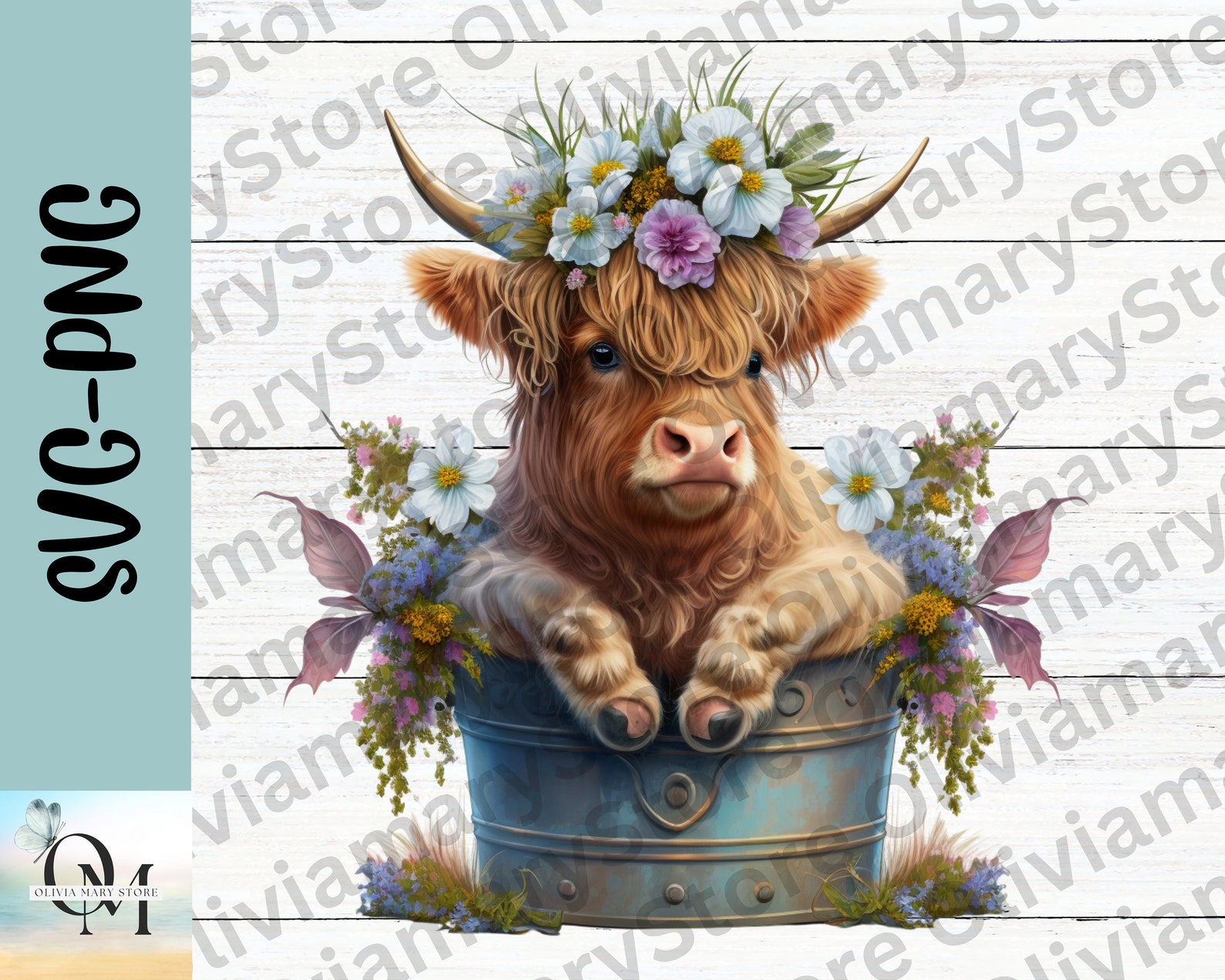Highland Cow PNG, Bloom Cow SVG, Sublimation, Adorable and Cute ...