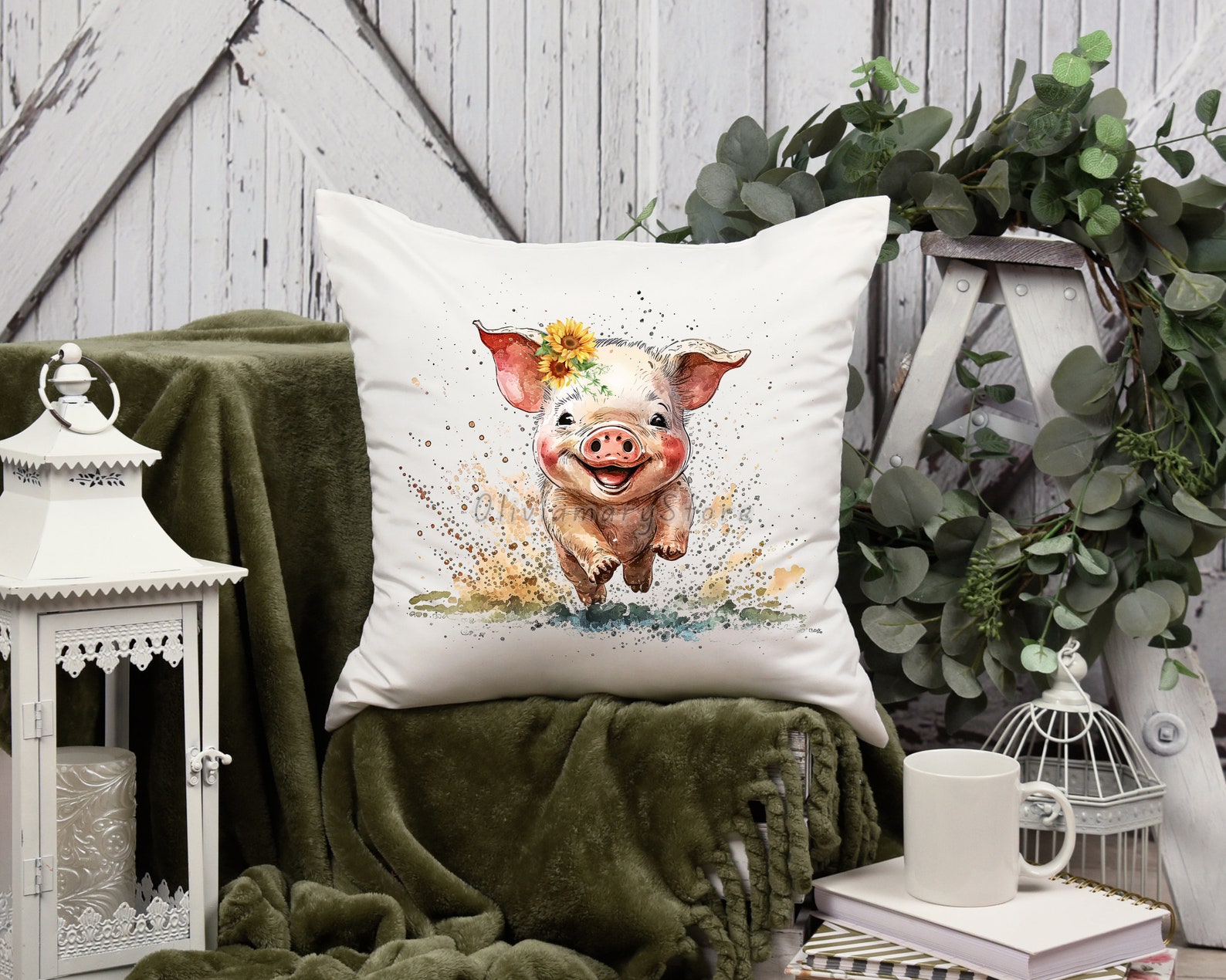 Cute Pig SVG, Pig With Sunflower Png, Pig Png, Western Png, Sublimation ...