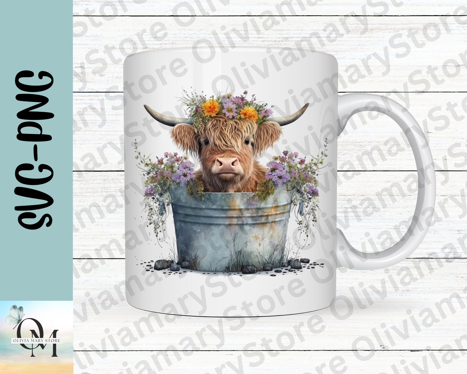 Highland Cow PNG, Watercolor, SVG, Floral Cow, Bloom Cow, Highland Cow ...