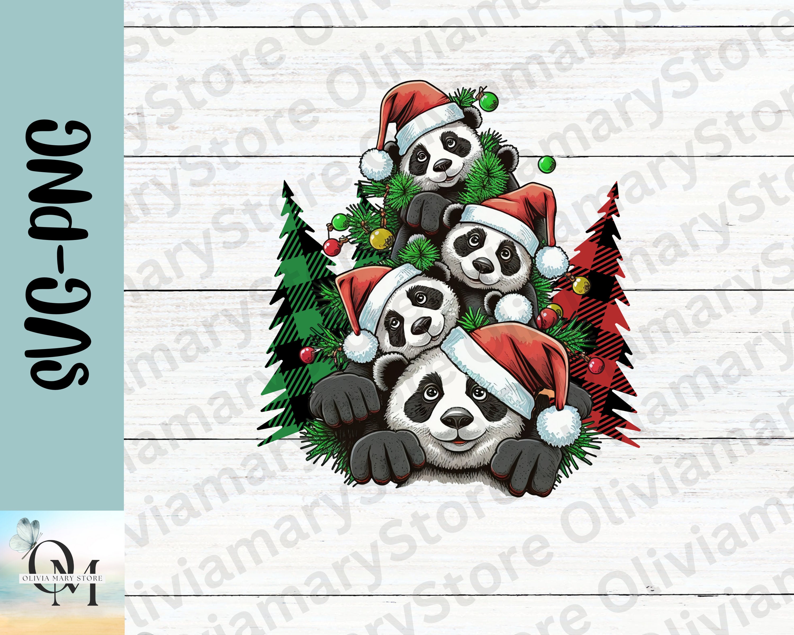 Merry Christmas Panda PNG, Leopard Christmas Tree Png, Christmas Animal ...