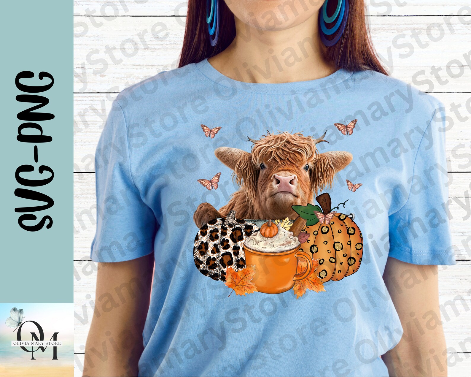 Highland Cow Fall Design PNG, Cute Longhaired Cow Clipart, Highland Cow ...