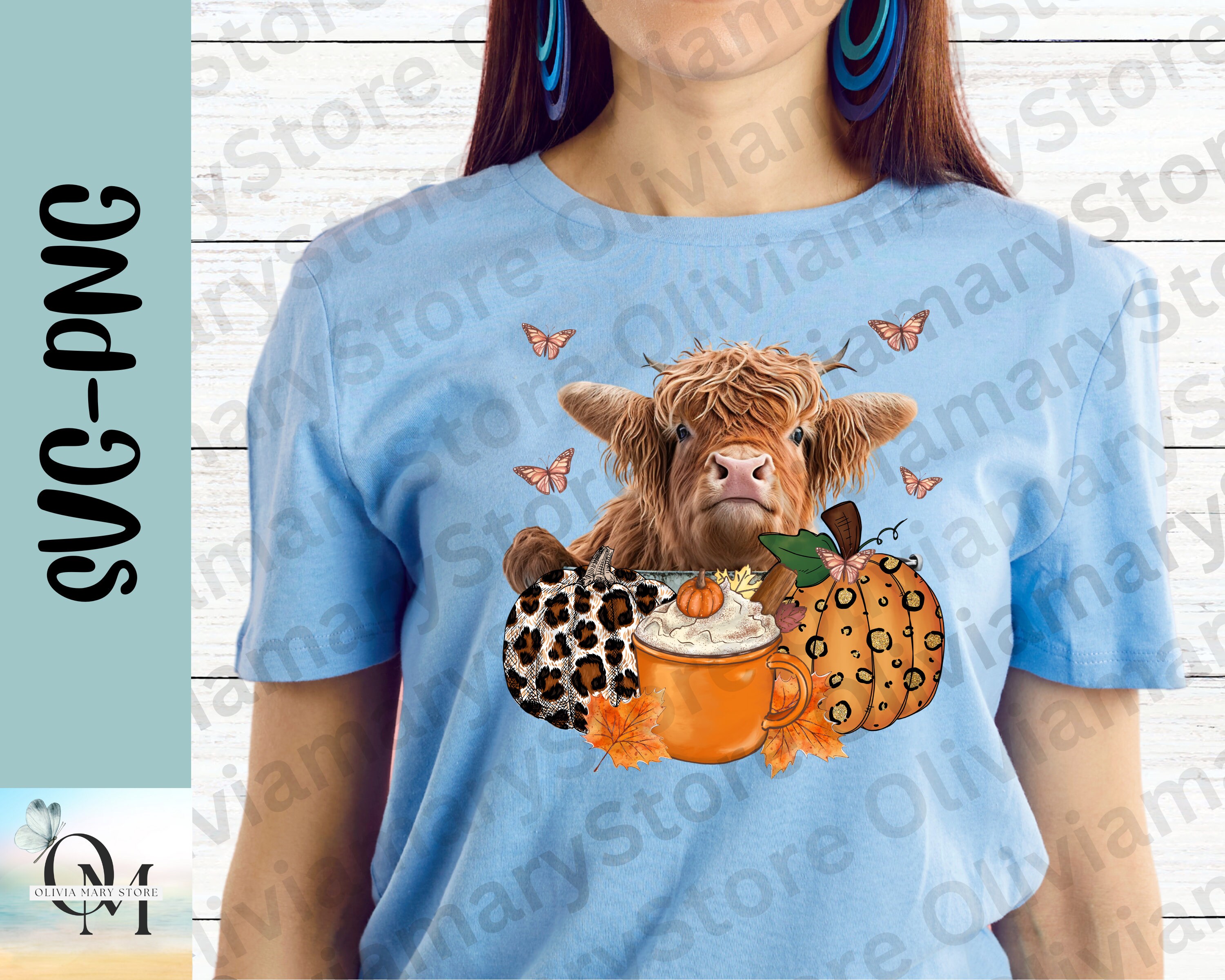 Highland Cow Fall Design PNG, Cute Longhaired Cow Clipart, Highland Cow ...