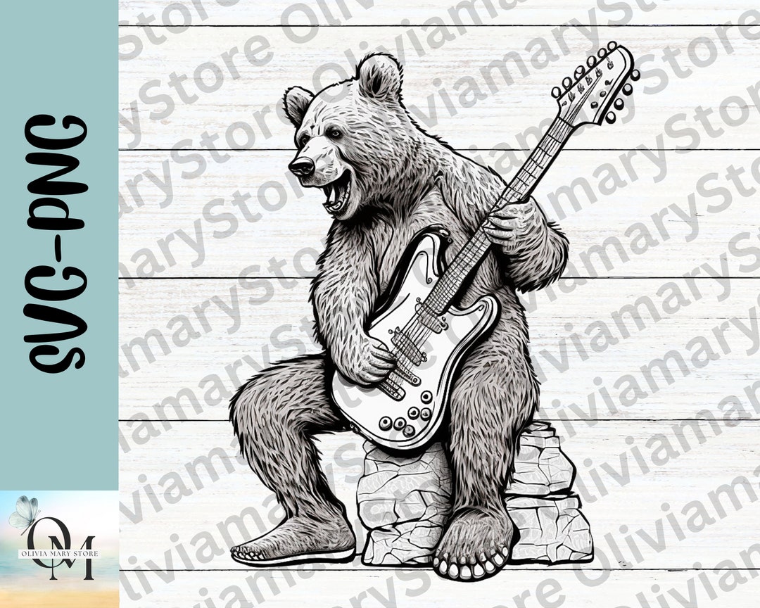 Bear Playing Guitar Png, Rocker Guitar Player, Bear With Guitar Png ...