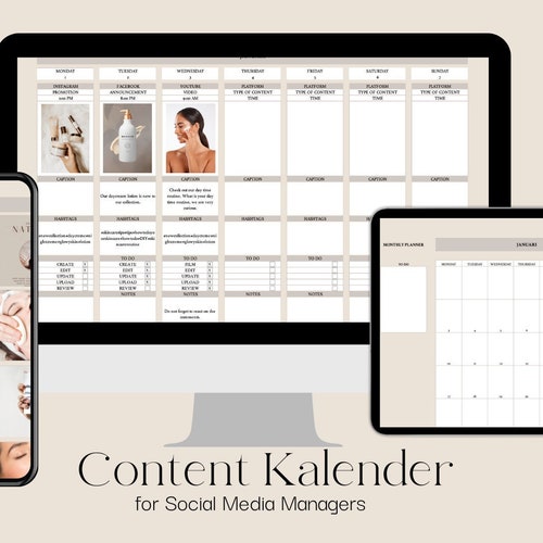 Social Media Content Calendar & Planner Template Yearly - Etsy