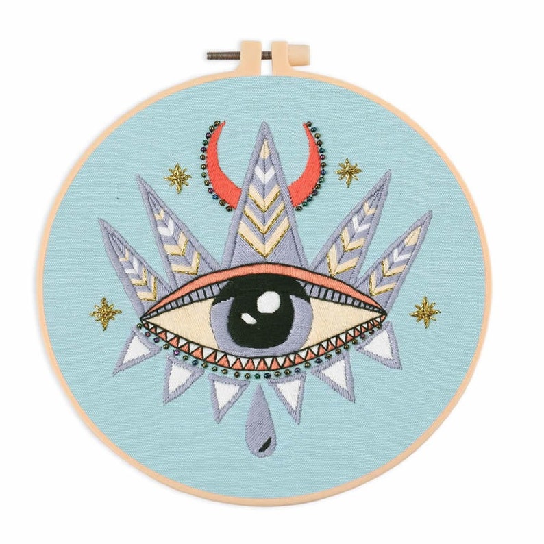 Eye Embroidery Kit Beginner, Beginner Embroidery Kit, Modern Embroidery ...