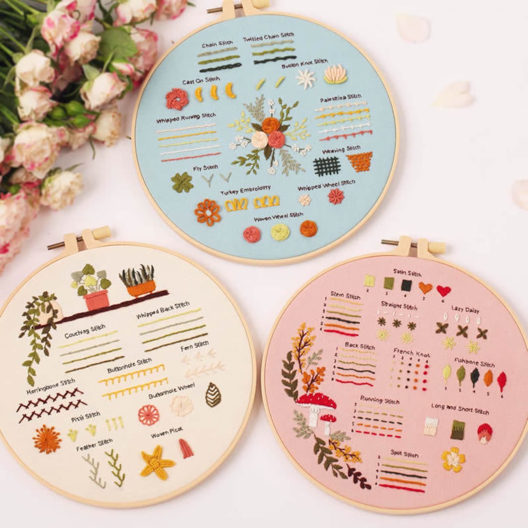 Beginner Embroidery Kit Set of 3, Beginner Embroidery Kit, Modern ...