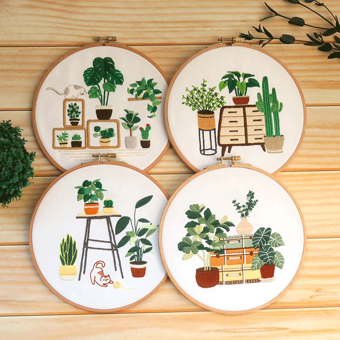 DIY Embroidery Kit Beginner, Plant Embroidery Kit, Modern Embroidery ...