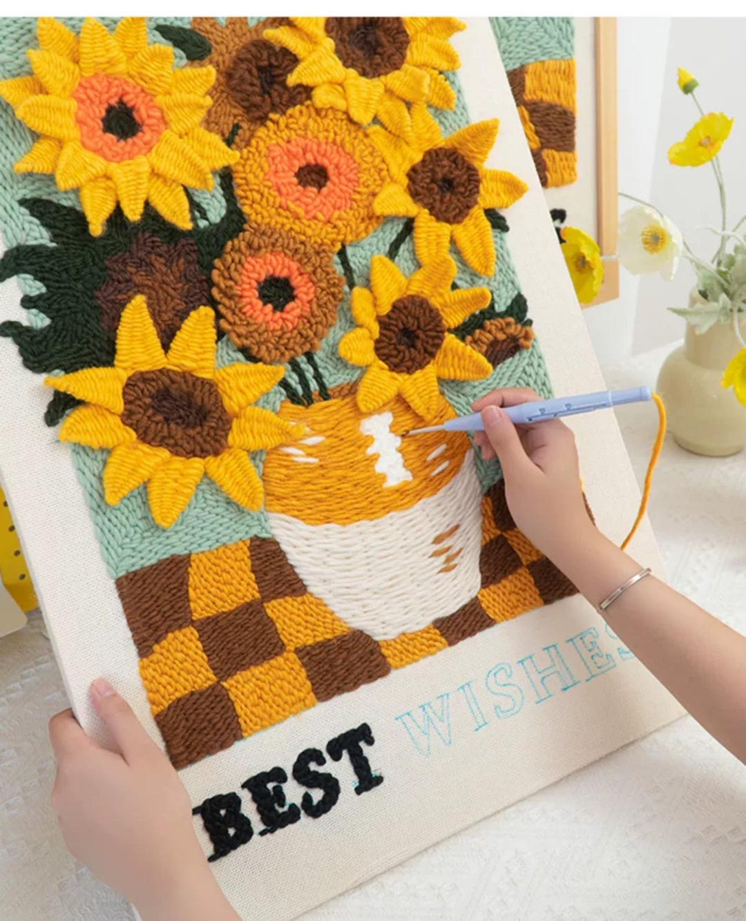 Sunflower Punch Needle Kit for Beginner, Beginner Punch Needle Kit With ...