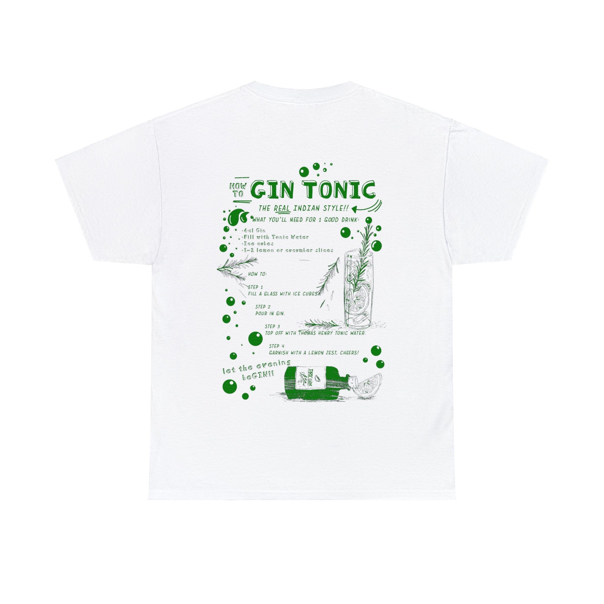 Gin Tonic T-shirt Minimalistic Alcohol Design Recipe Printed Cocktail ...