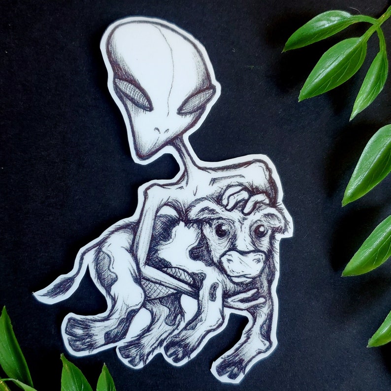 Alien Cow Sticker - Etsy