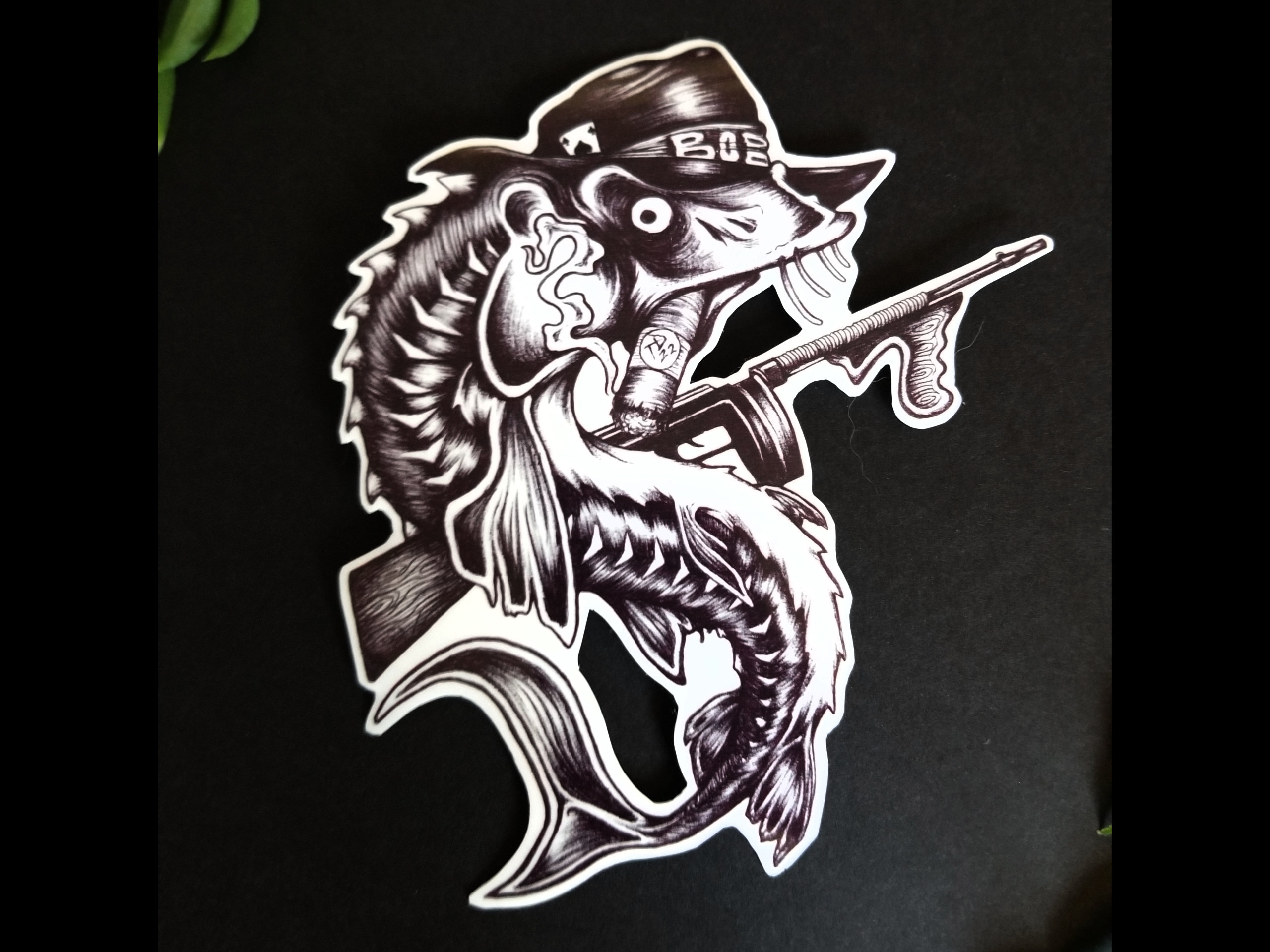Gangster Fish Vinyl Sticker - Etsy
