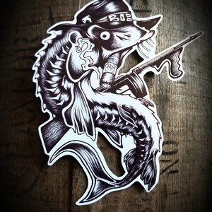 Gangster Fish Vinyl Sticker - Etsy