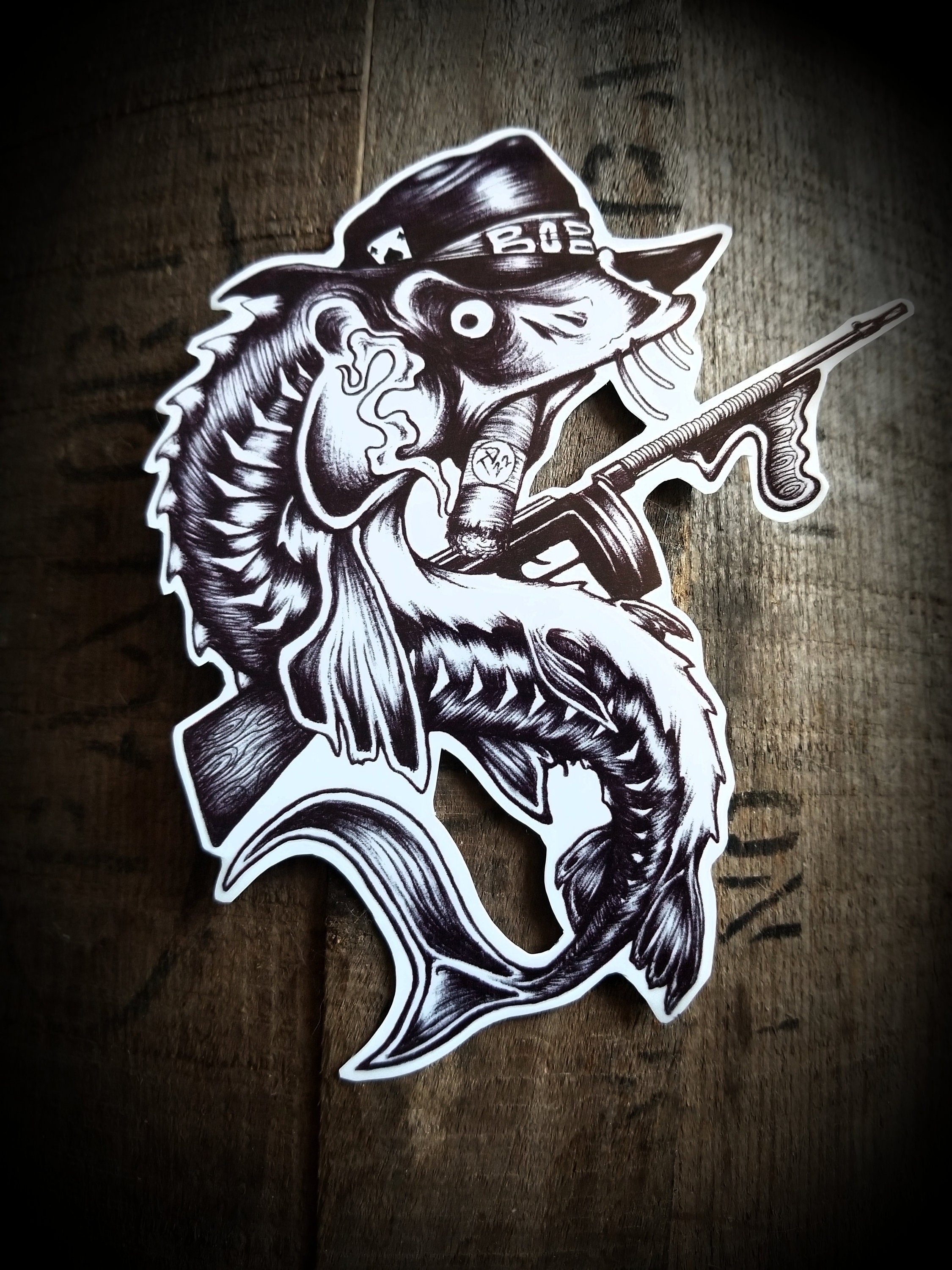 Gangster Fish Vinyl Sticker - Etsy