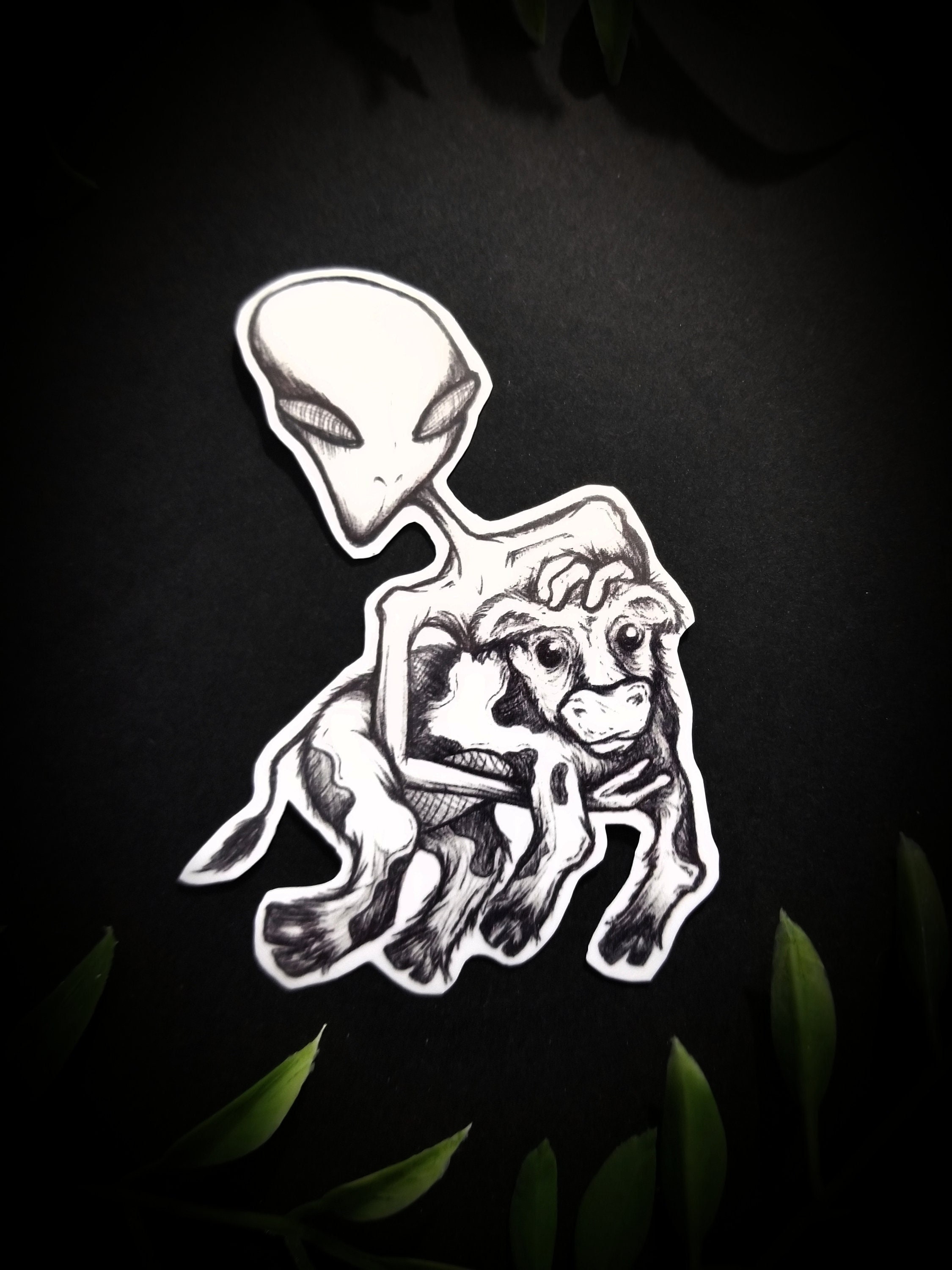 Alien Cow Sticker - Etsy