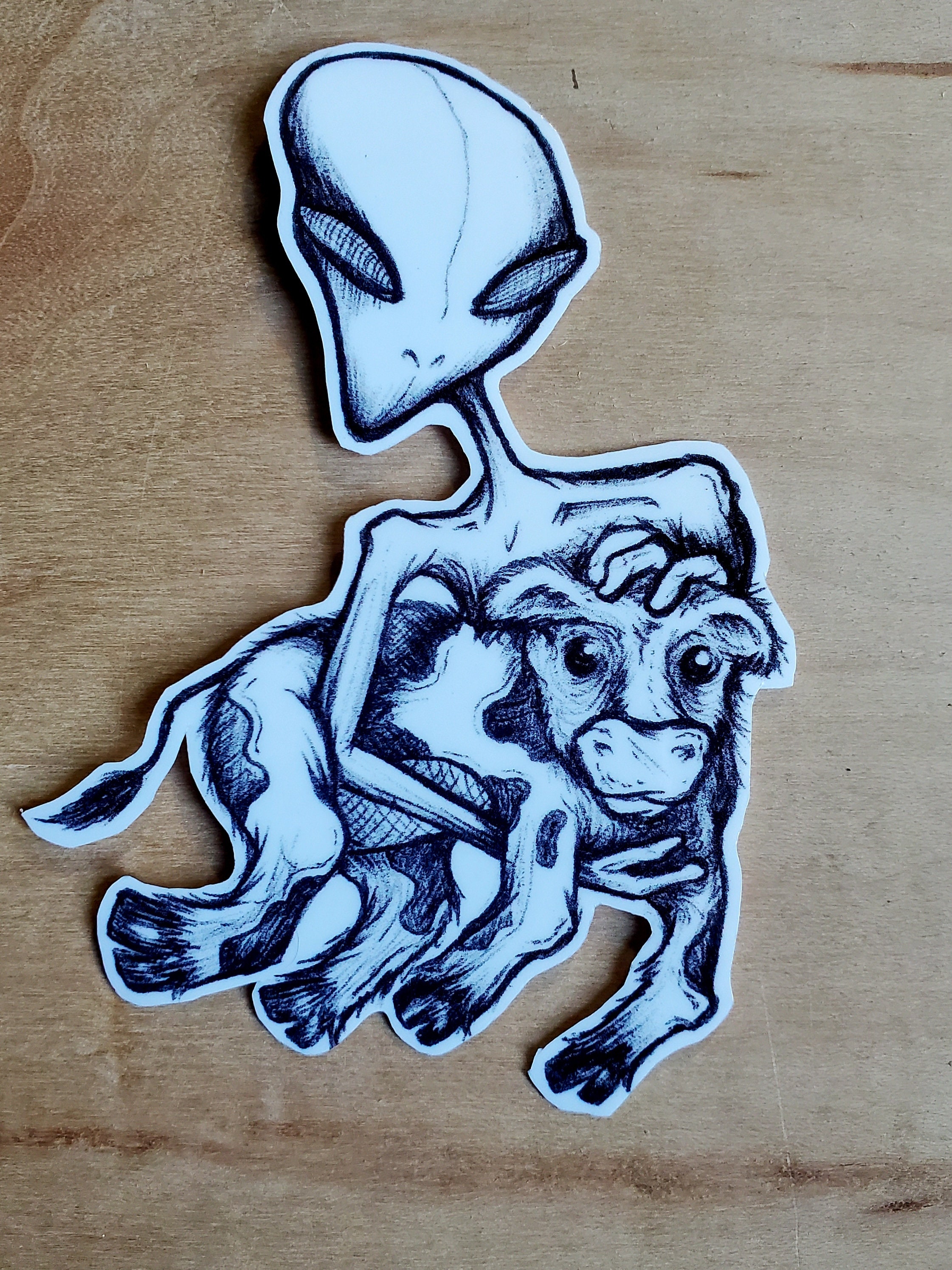 Alien Cow Sticker - Etsy