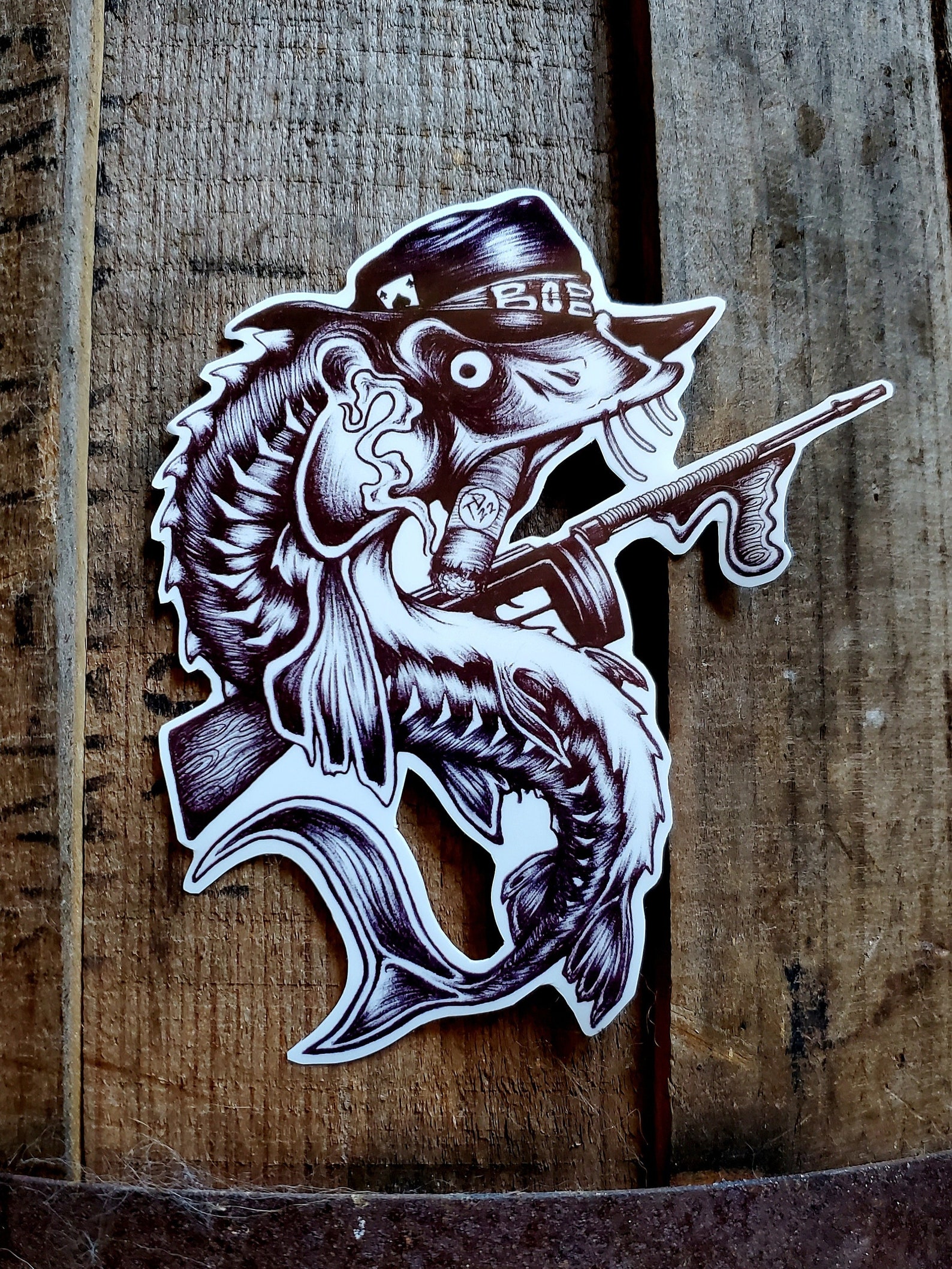 Gangster Fish Vinyl Sticker - Etsy