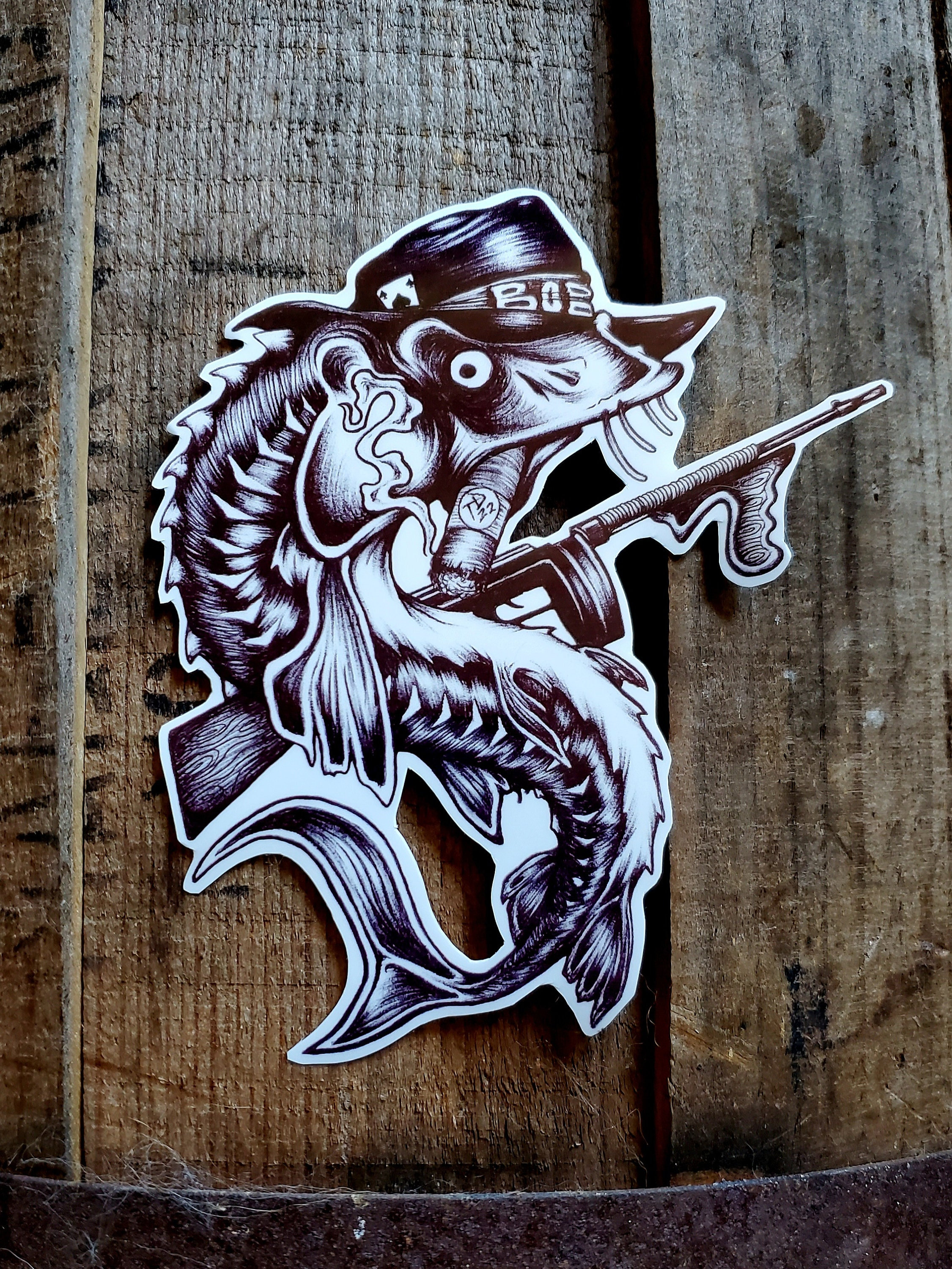 Gangster Fish Vinyl Sticker - Etsy