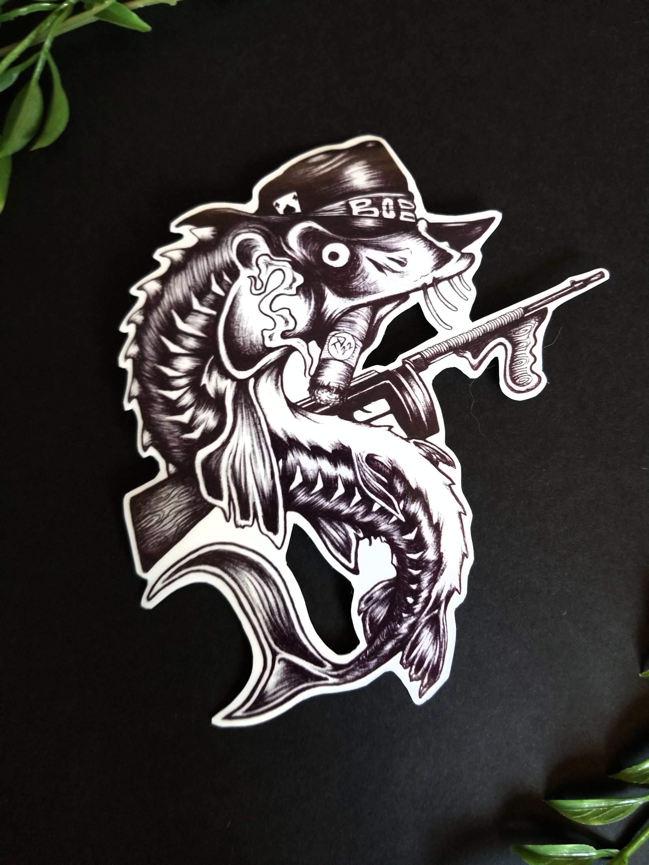 Gangster Fish Vinyl Sticker - Etsy