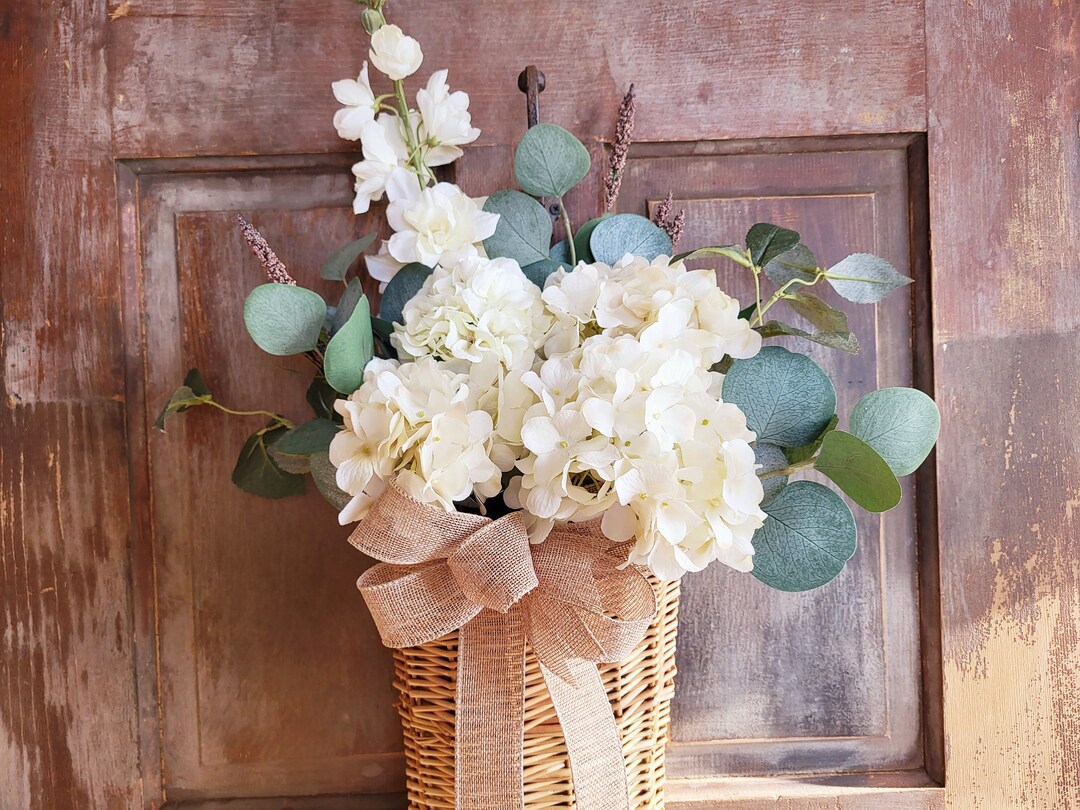 Hydrangea Hanging Basket, Front Door Basket, Hanging Flower Basket ...