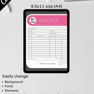 Editable Invoice Template, Canva Editable Template, Invoice Template ...