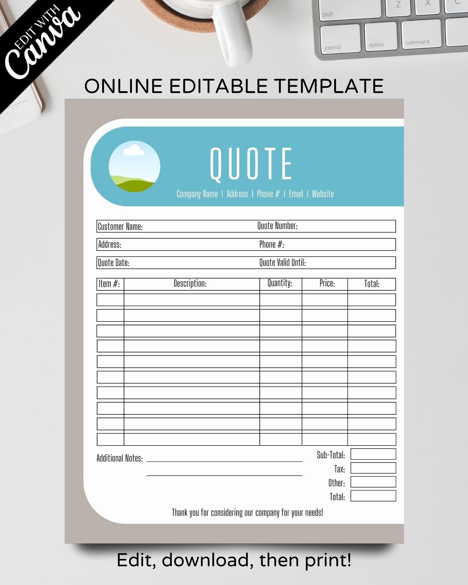 Editable Quote Template, Canva Editable Template, Quote Template ...